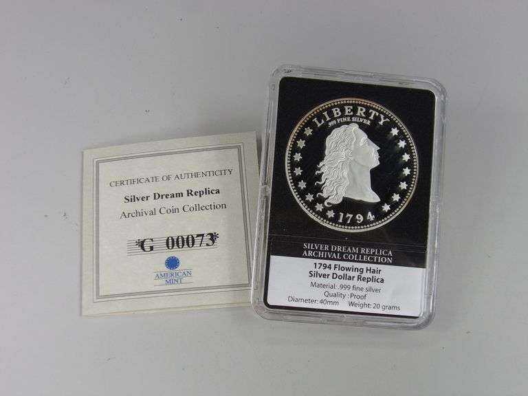 AMERICAN MINT SILVER DREAM REPLICA (2016) 1794 FLOWING HAIR SILVER ...