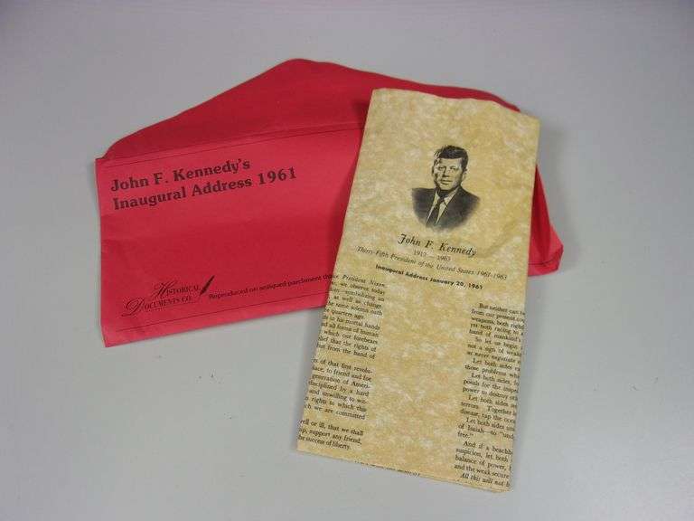 JOHN F. KENNEDY INAUGURAL ADDRESS 1917-1963 REPLICA PARCHMENT/NEWSPAPER ...