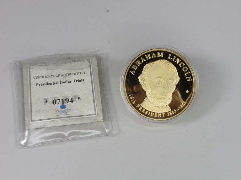 AMERICAN MINT PRESIDENTIAL DOLLAR TRIALS- 2009 ABRAHAM LINCOLN 24KT ...