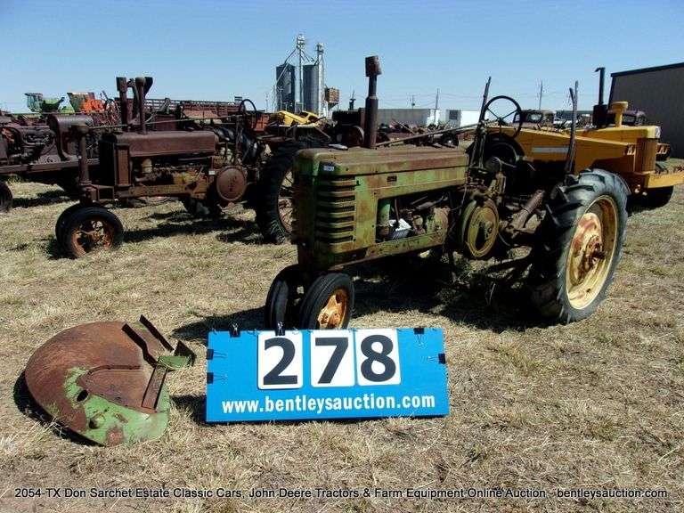 1942 JOHN DEERE MODEL H TRICYCLE ROW TRACTOR - S/N 43509 - Bentley ...