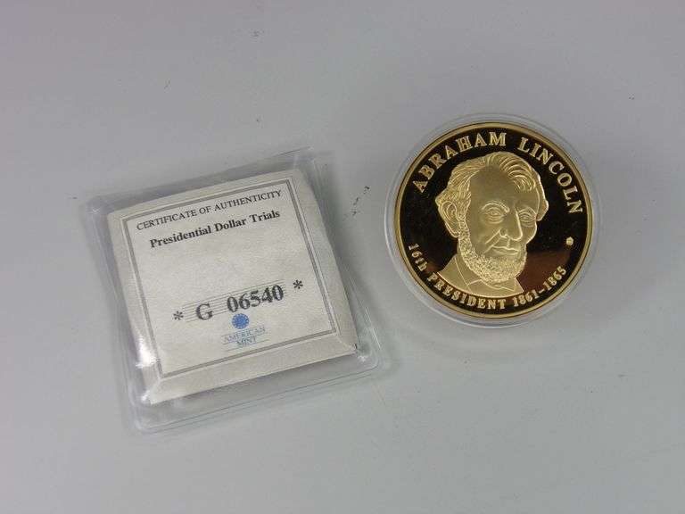 AMERICAN MINT PRESIDENTIAL DOLLAR TRIALS- 2009 ABRAHAM LINCOLN 24KT ...