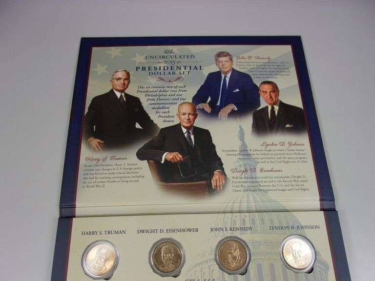 AMERICAN MINT THE UNCIRCULATED 2015 PRESIDENTIAL DOLLAR SET- W ...