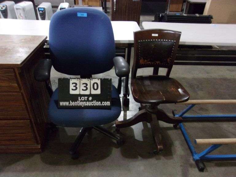 BLUE CASTERED OFFICE CHAIRS & WOODEN CASTERED CHAIR - Bentley ...