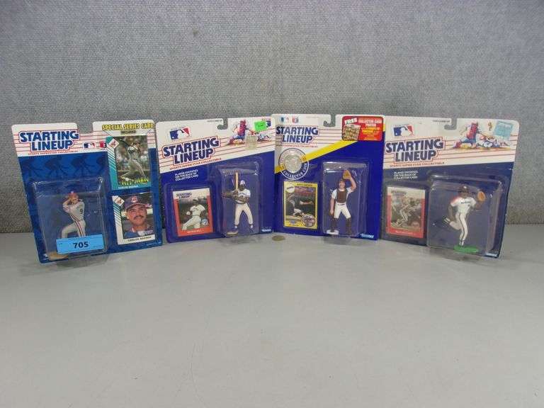 LOT: (4) STARTING LINEUP BENITO SANTIAGO, BILLY HATCHER, CARLO BAERGA ...