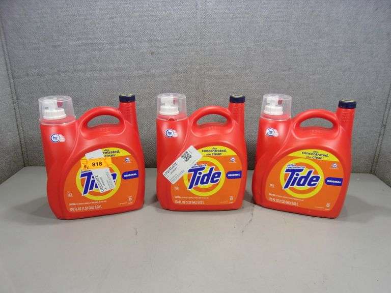 TIDE CONCENTRATE LAUNDRY LIQUID DETERGENT-ORIGINAL, 170 OZ BOTTLES (3X ...