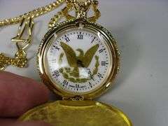 JAPAN MOVT GOLD PLATED EAGLE & STAR POCKET WATCH W/ CHAIN - Bentley ...