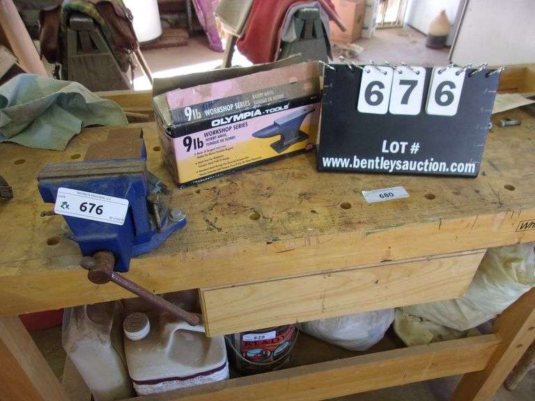 IRWIN BLUE HEAVY DUTY TABLE CLAMP & 9 LB WORKSHOP HOBBY ANVIL (2X MONEY ...