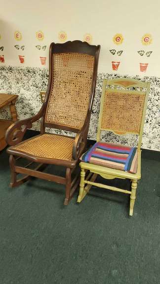 Cane back rocking chair (arm damaged) and child rocking chair - Bid ...