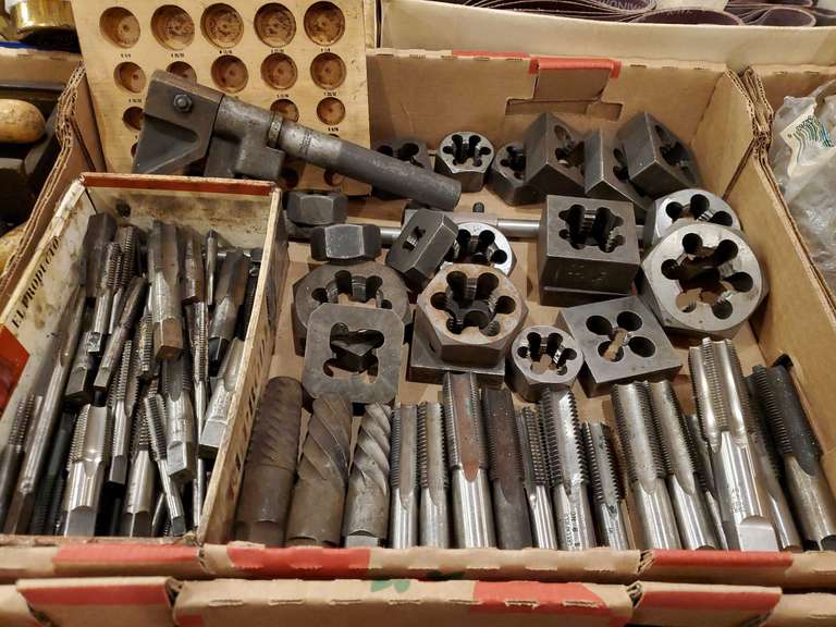Large box assorted taps and dies - Bid-Assets Online Auctions
