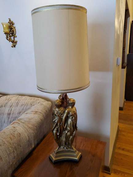 Vintage antique gold tone Greek goddess lamps. - Bid-Assets Online Auctions