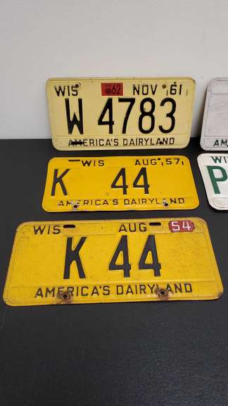 Wisconsin license plates from the 1950s & 60s, eight total - Bid-Assets ...