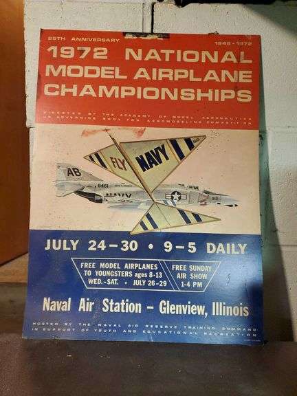 1972 national model airplane championships cardboard poster, 19x14 ...