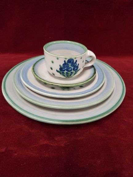 Large dinnerware collection of M A Hadley blueberry bouquet pottery ...
