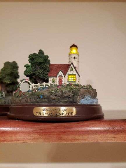 4" Miniature Thomas Kinkade lighted battery-powered lighthouses ...