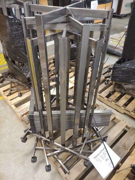 Four-way racks on casters. Brushed stainless finish.24x48 Includes ...