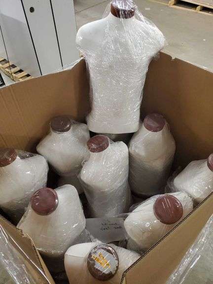 White cloth body 28-in male and 24-in female upper torso shirt displays ...