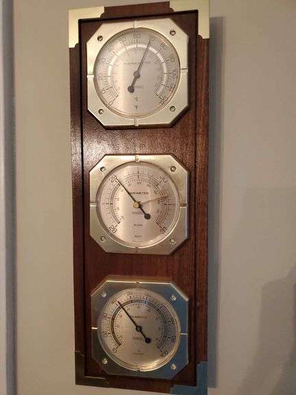 Beautiful brass and oak Springfield barometer, 16-in - Bid-Assets ...