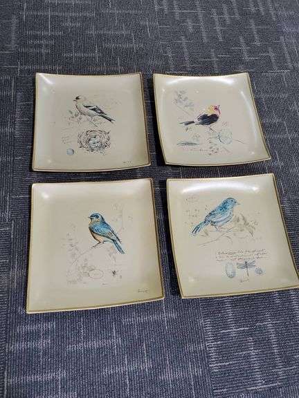 Chad Barrett Art in Motion songbird plates (small paint flecks), 13x13 ...