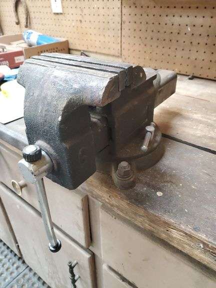 Number 6 swivel bench vise, 6" W jaws. Bring tools to remove from bench ...