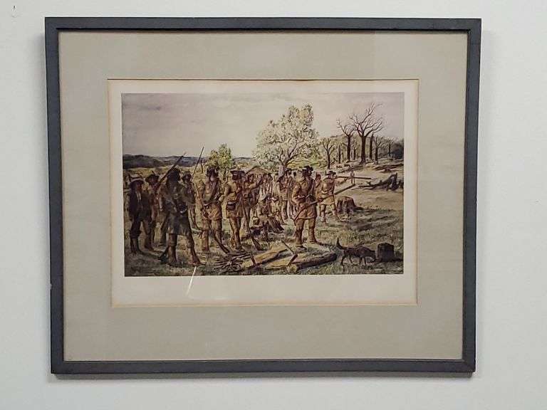 "Turkey Shoot" print by John Barsotti (Ohio Artist) depicting early ...