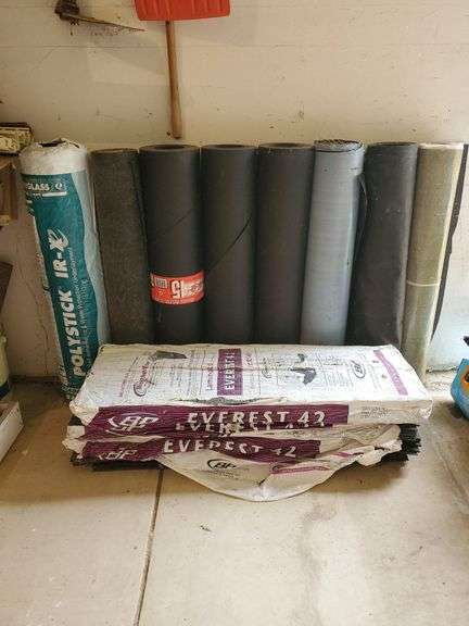 Nice lot of assorted rolled roofing, underlayment, tar paper, and ...