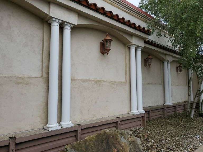(25+/-) Decorative White Columns. 94" tall on 11"x11" base. These are ...