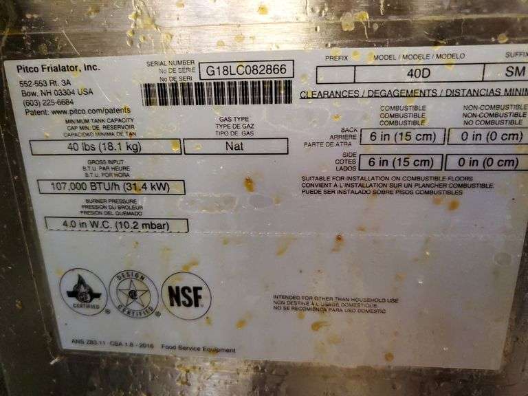 Pitco model 40D commercial gas fryer with two baskets - Bid-Assets ...