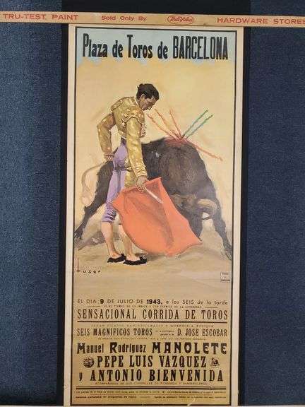 42x18.5 1943 "Plaza de Toros de Barcelona" promotional poster by Tuser ...