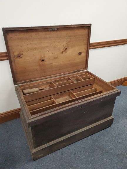 Fantastic antique Master Carpenters Chest. 24x40x21.5, w/ multiple ...