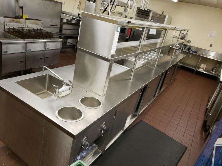 Custom stainless steel commercial prep station with two tier shelving ...