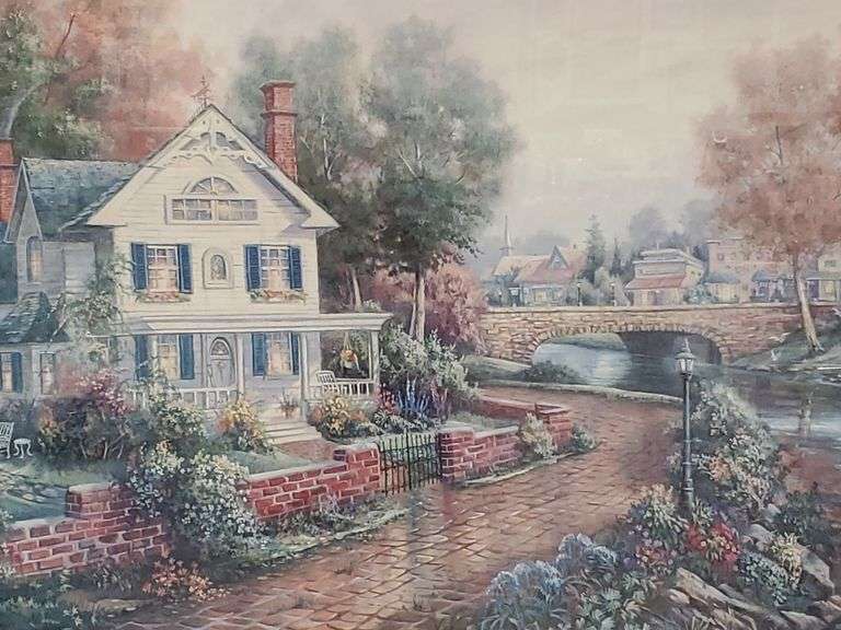 "Vintage Island Home" large lithograph art print by Carl Valente. 33×43 ...