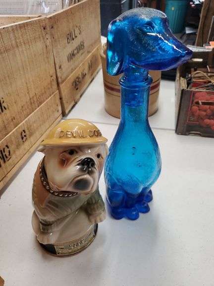Jim Beam Devil Dog Decanters... Empoli Italian Blue dog decanter - Bid ...
