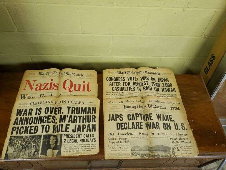 1941 & 1945 War headline newspapers - Bid-Assets Online Auctions