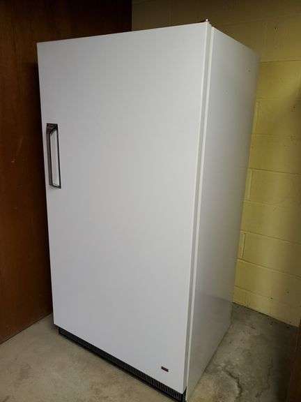 Signature deluxe upright freezer, 32w x 27d x 63h. Located in basement ...
