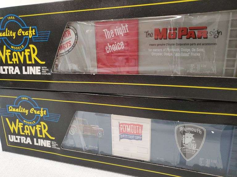 (2) Weaver Ultra Line Boxcars by Eastwood. Includes "Mopar Parts" and ...