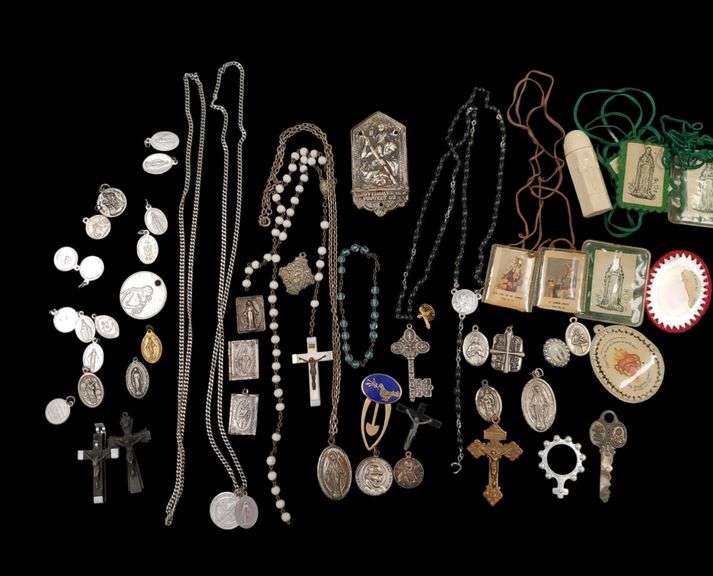 Religious metals, rosary beads some silver overlay some made in Italy ...