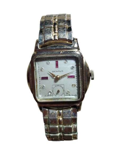 .Vintage Benrus Ruby Diamond 10k Rolled Gold Plate Watch Wind Up 993912 ...
