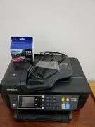 Desk lamp, Epson WF-2760 printer scanner with box of ink - Bid-Assets ...