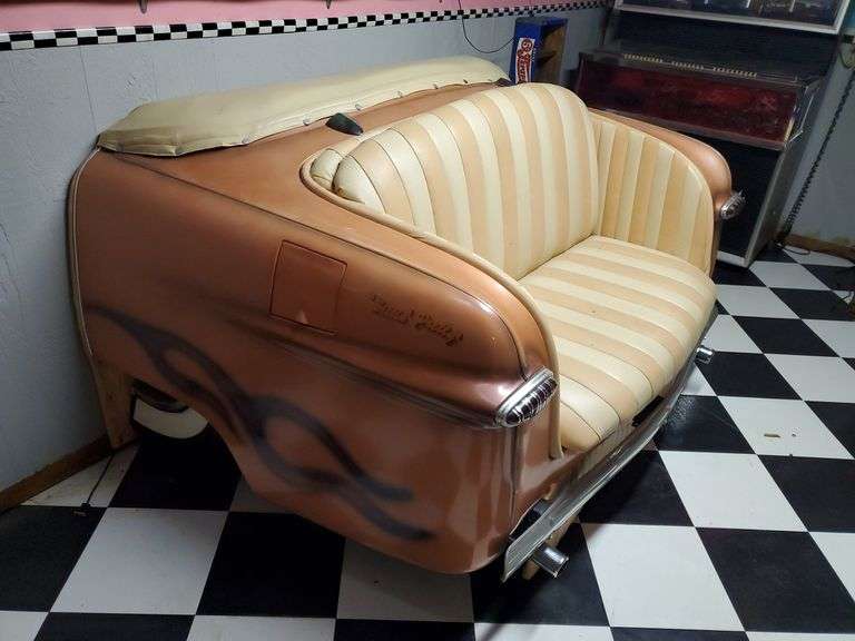 Incredibly unique Ford rear car bench seat. 66 w x 49dx 38h. In the gas ...