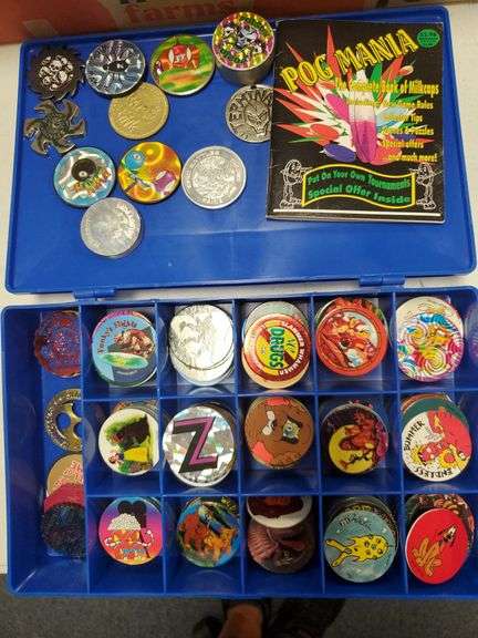 POGS some metal and some cardboard including Poison... Widow maker... Z ...