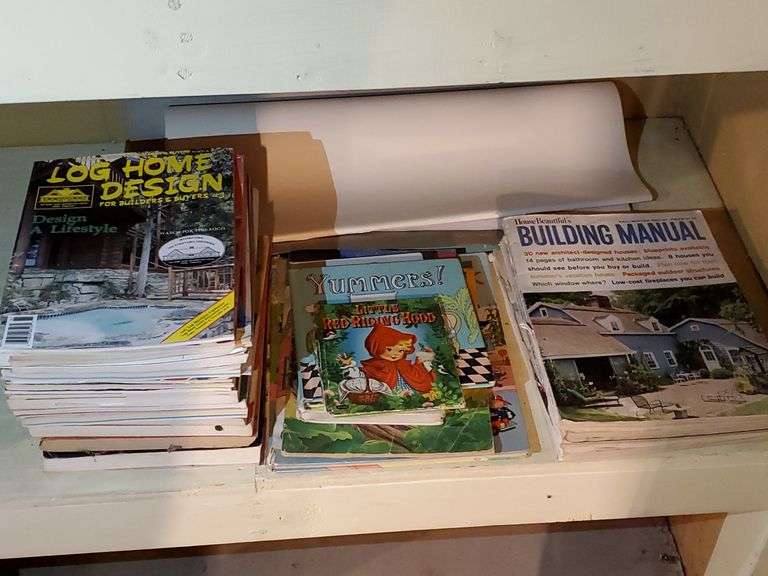Lot of Log Home design magazines and books, and vintage plans for homes ...