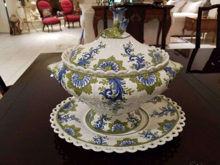 Meiselman e893 made in Italy hand painted tureen with lid and under ...