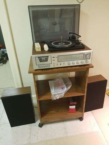 Symphonic cassette stereo music system with turntables, speakers, AV ...