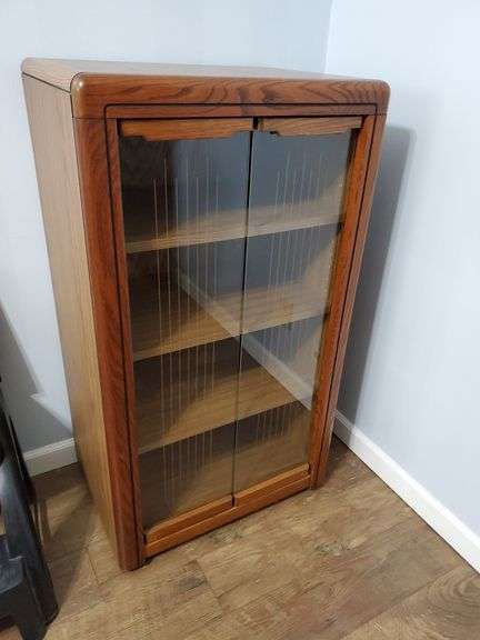 Two door glass front storage cabinet, 23w x 17d x 42h - Bid-Assets ...