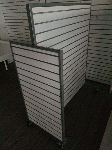 48x60 mobile slat wall retail display with front merchandiser. Double ...