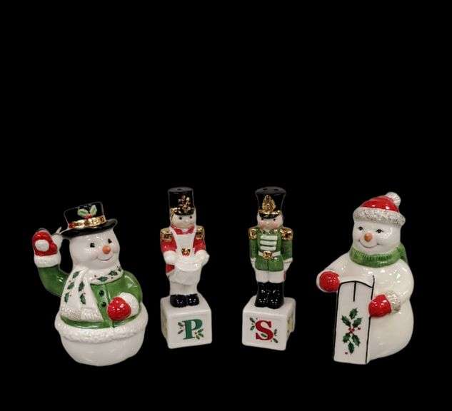 Lenox toy soldier salt and pepper shaker and snow couple salt and ...