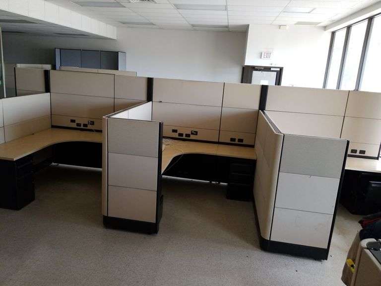 Late model cubicle workstations with 21 ft wall, three workstations ...