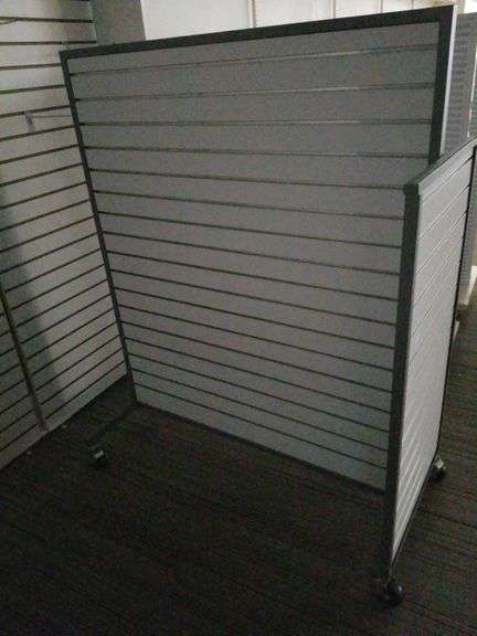 48x60 mobile slat wall retail display with front merchandiser. Double ...