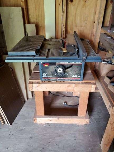 Craftsman 10" direct drive table saw, 2.5hp. On homemade wood stand ...