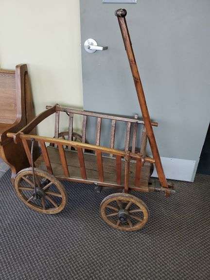 Early wooden hand made goat cart wagon - Bid-Assets Online Auctions